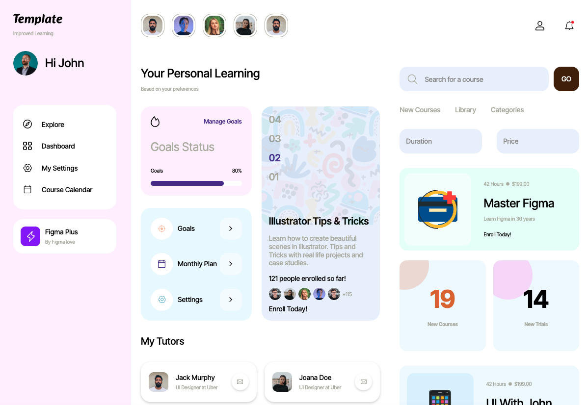 Design Course Dashboard | Free Webflow Component Design Course Dashboard | Free Webflow Component